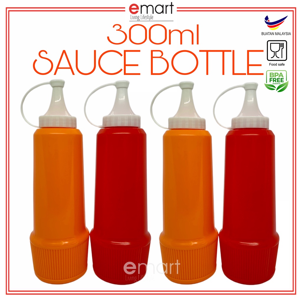 300ml Botol Sos Bottle Plastic Squeeze Sauce Tomato Condiment Dispenser ...