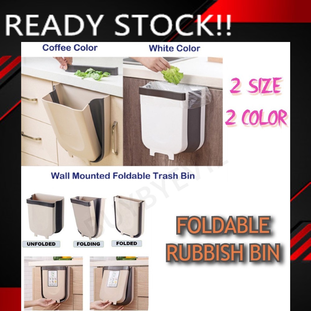 Kitchen Wall Mounted Folding Dustbin Cabinet Door Foldable Hanging ...