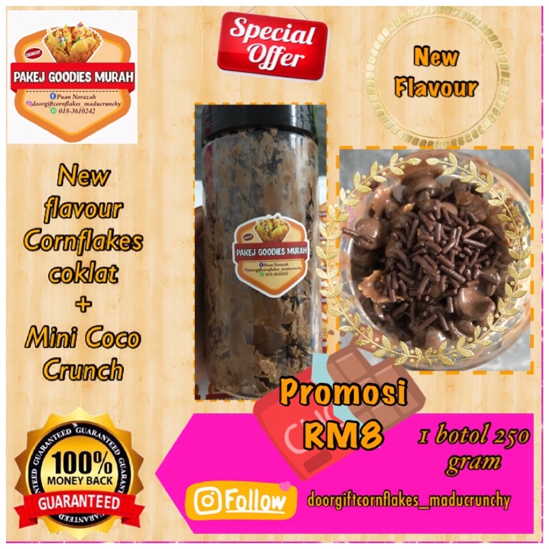 Cornflakes Coklat+Mini coco crunch RM10🍫 PROMOSI 2 BOTOL 18🤩 FREE SPOON ...