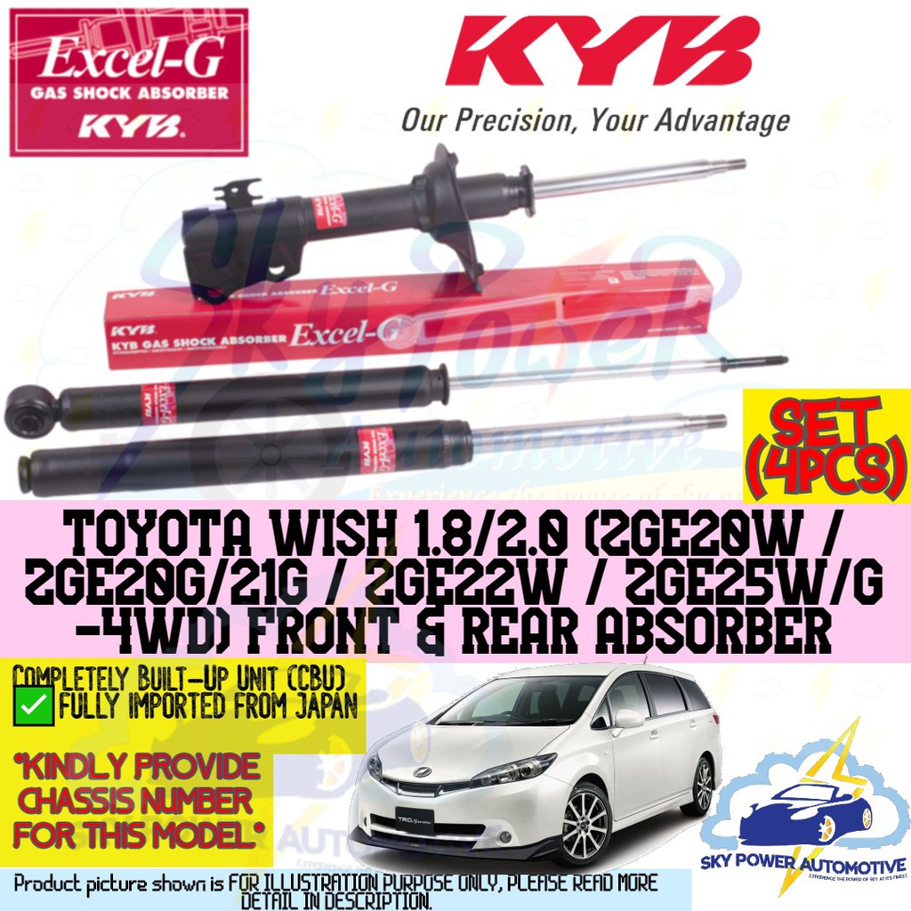 TOYOTA WISH 1.8/2.0 (ZGE20W/ZGE20/21G) (ZGE22W/ZGE25W/G-4WD) KAYABA (KYB) EXCEL-G GAS SHOCK ...