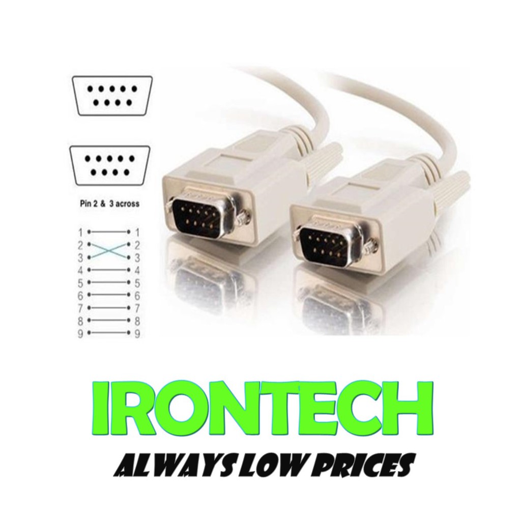 1.5M 3M 5M 10M 15M DB9 Serial RS232 Male to Male 2-3 Cross Line Cable ...