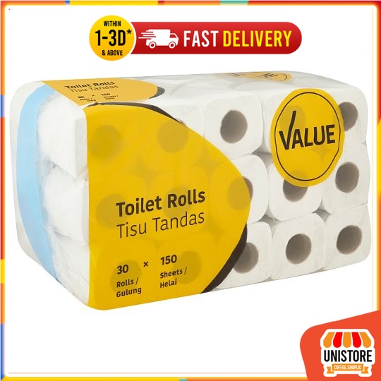 Tesco Value Toilet Tissue Lotus's Value Toilet Rolls (150 Sheets x 30 ...