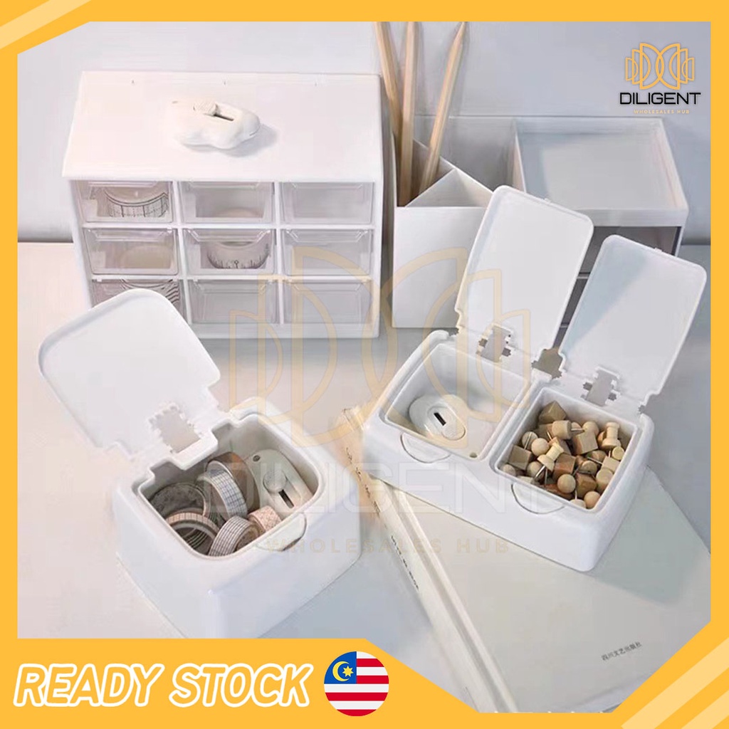 【D144 READY STOCK】Mini Storage Box Makeup Cotton Storage Cotton Swab ...
