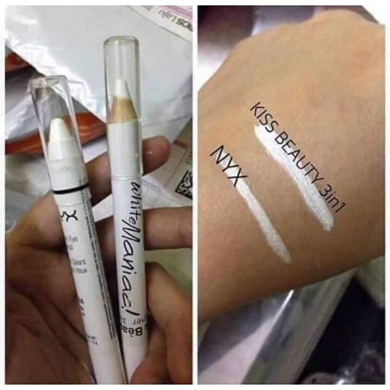 NEW KISS BEAUTY WHITE MANIAC EYELINER PENCIL WATERPROOF KAJAL EYELINER ...