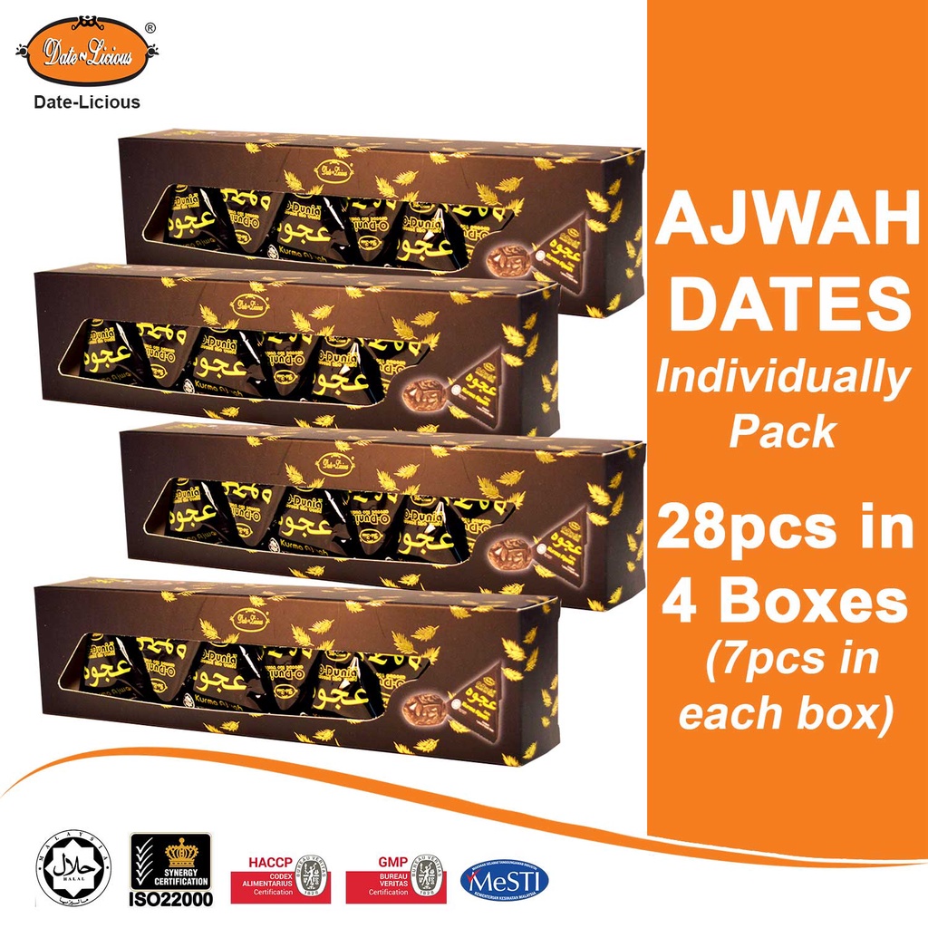 Date-Licious Kurma Ajwah (7pcs x 4 Kotak) / Date-Licious Ajwah Dates ...