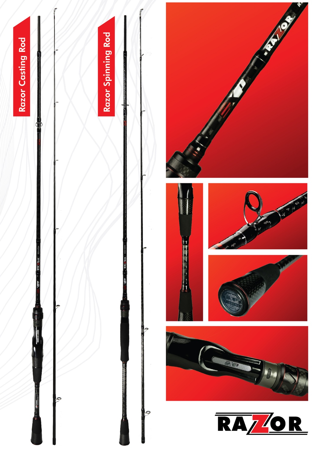 EXP RAZOR ROD Carbon Fiber 2PCS Fishing Rod Medium Light M Medium Heavy ...