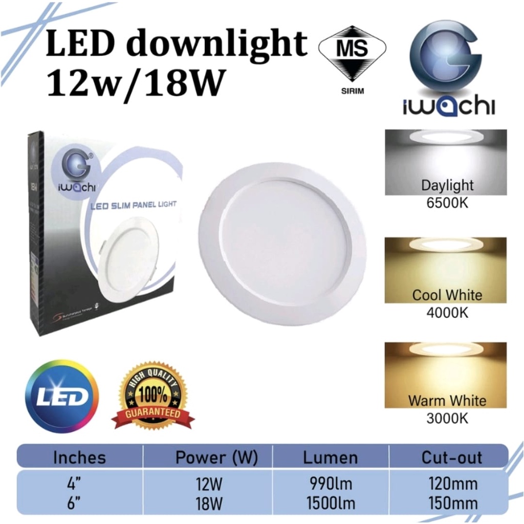 IWACHI (4"/6”/8") LED DOWNLIGHT (ROUND) | Shopee Malaysia