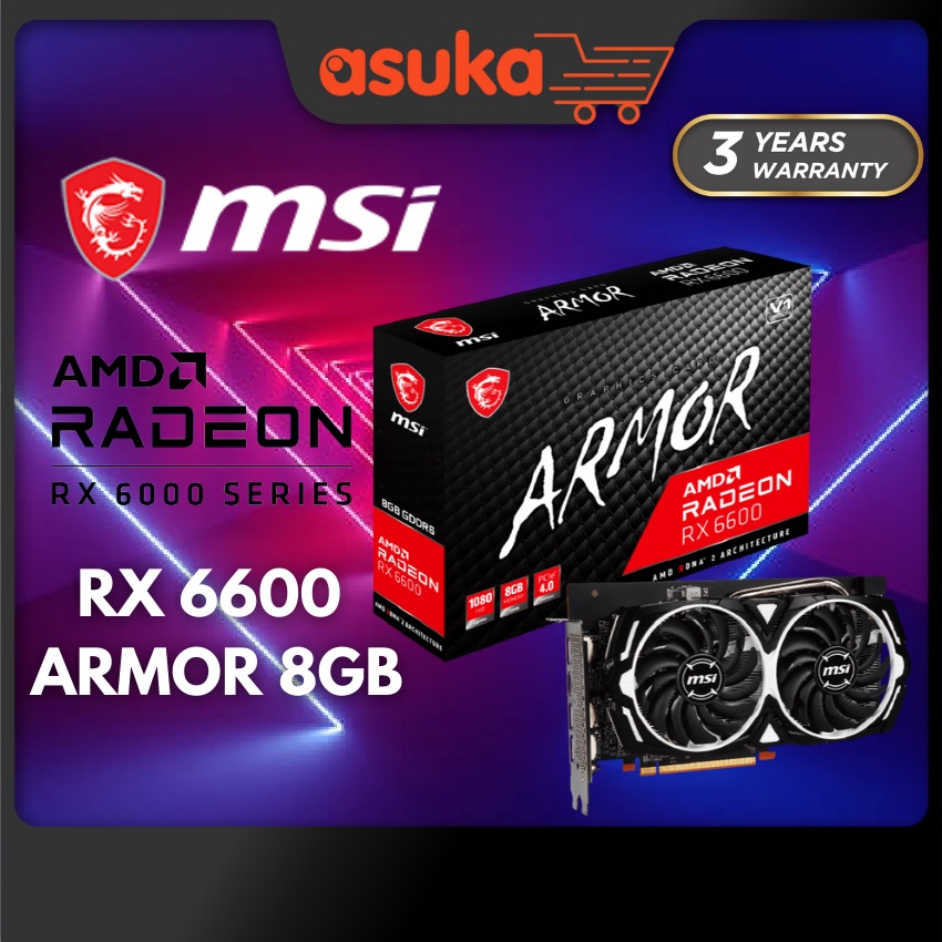 MSI Radeon RX 6600 Armor 8G V1 8GDDR6 Graphic Card diy | Shopee Malaysia