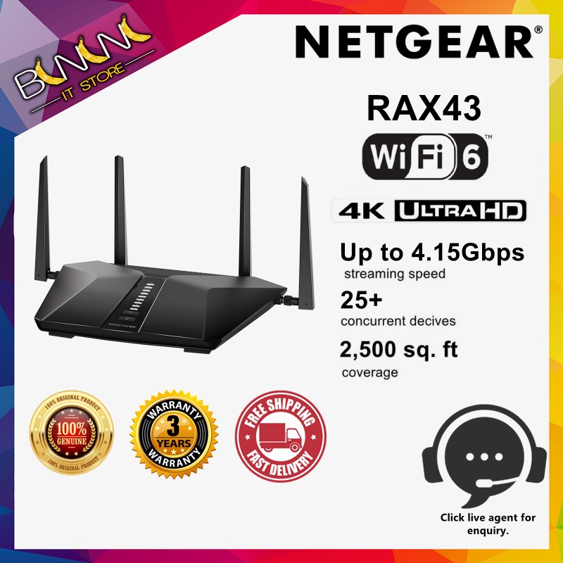 NETGEAR NIGHTHAWK RAX43 AX4200 WIFI 6 ROUTER WIRELESS | Shopee Malaysia