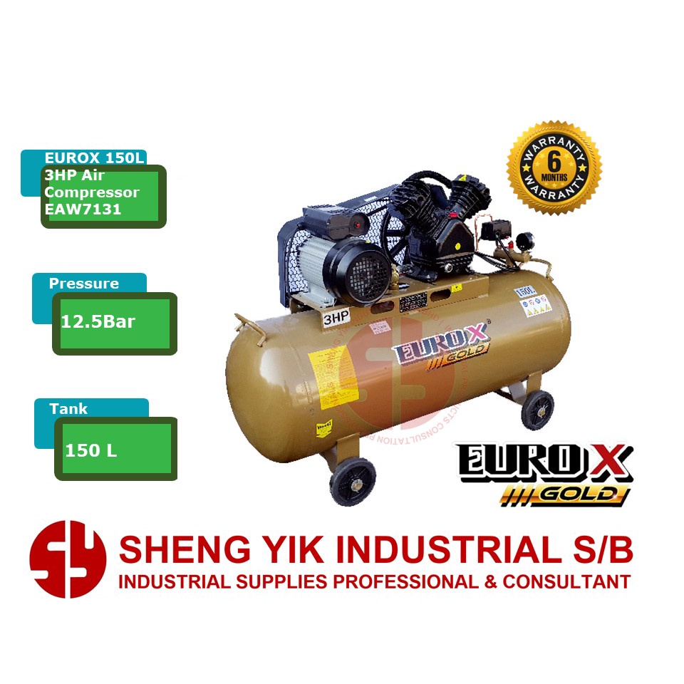 SYI EUROX EAW7131 150L 3HP 12.5BAR Air Compressor 1080RPM EAW-7131 | Shopee Malaysia