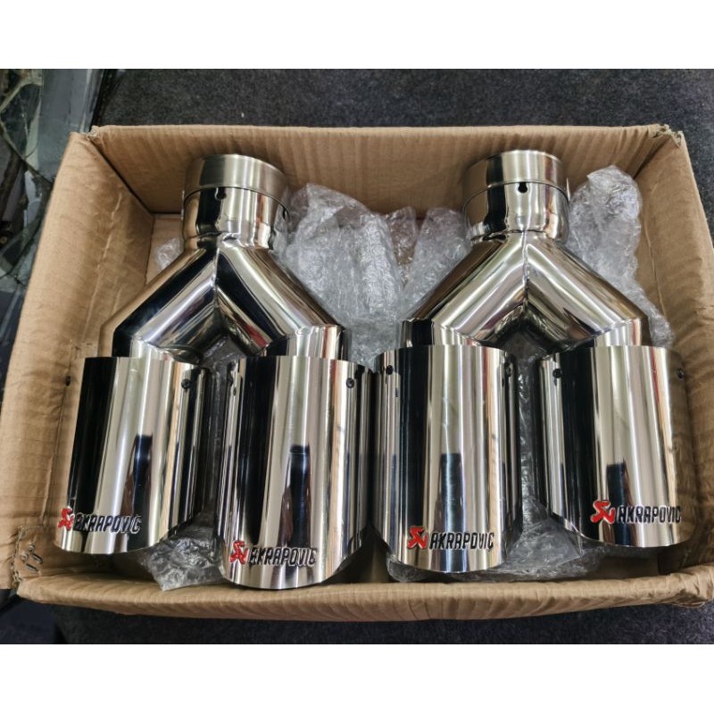 AKRAPOVIC STAINLESS STEEL DUAL TIP TWIN TIP CAR EXHAUST PIPE MUFFLER ...