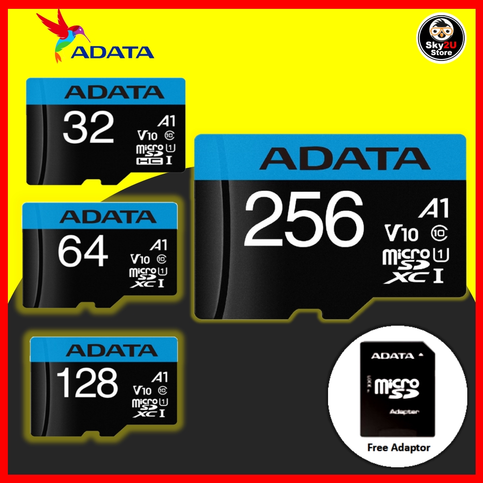 ADATA MICRO SD A1 CL10 Memory Card (32GB-64GB-128GB-256GB) | Shopee ...