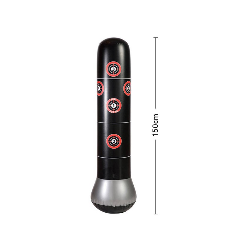 160cm Black Boxing Punching Bag Inflatable Free Stand Tumbler Muay Thai