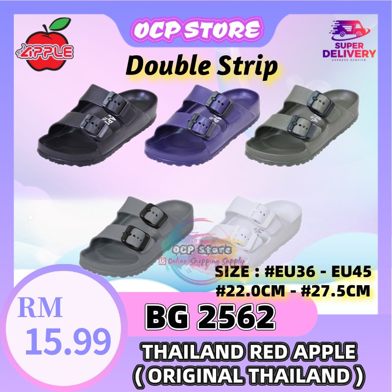 【OCP】RED APPLE Double Strip SHOES BG2562 泰国防水防滑双带拖鞋 Original Thailand ...