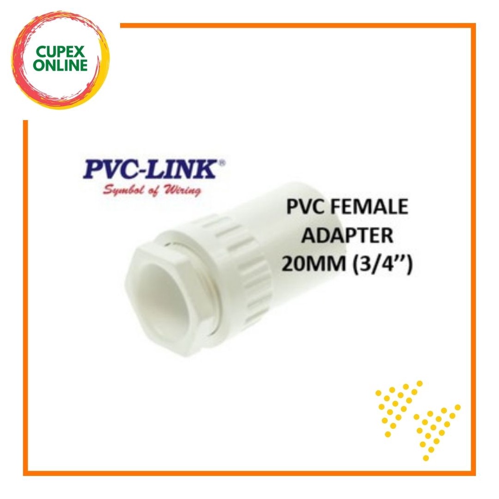 PVCLINK PVC Female Adaptor 20mm/25mm Orange/White (cupex) | Shopee Malaysia