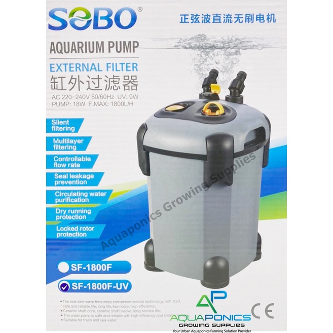 SOBO Canister External Filter + UV Light with Aquarium Pump SF-1500F-UV ...