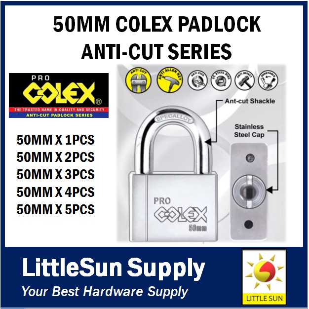 50MM COLEX ANTI-CUT PADLOCK 1PCS / 2PCS / 3PCS / 4PCS / 5PCS IN 1 ...