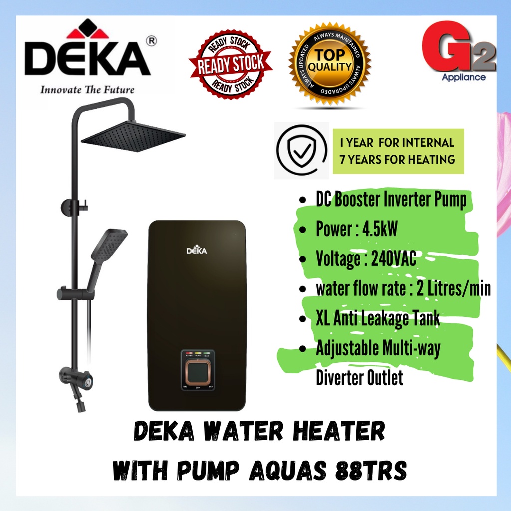 DEKA WATER HEATER RAIN SHOWER WITH DC BOOSTER INVERTER PUMP - AQUAS 88 ...