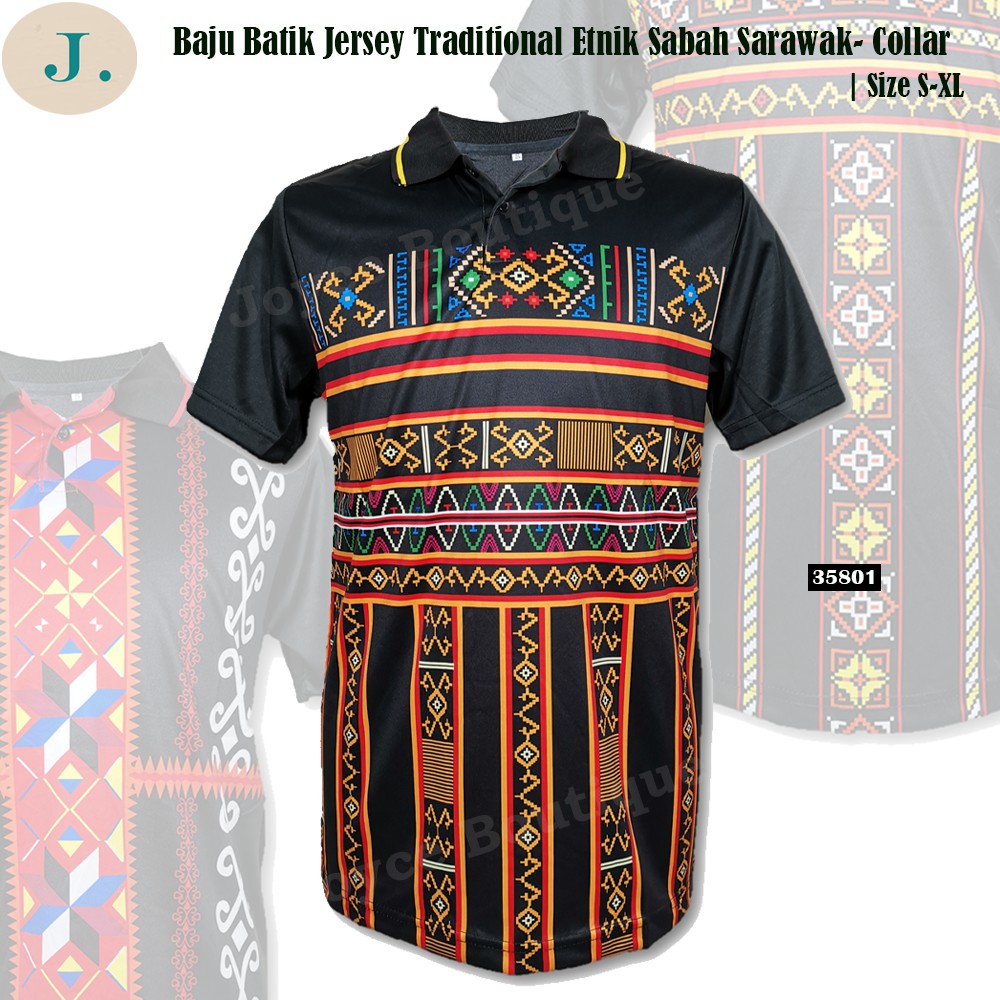 🔥ReadyStock🔥 Unisex Baju batik jersey traditional etnik sabah Dusun ...