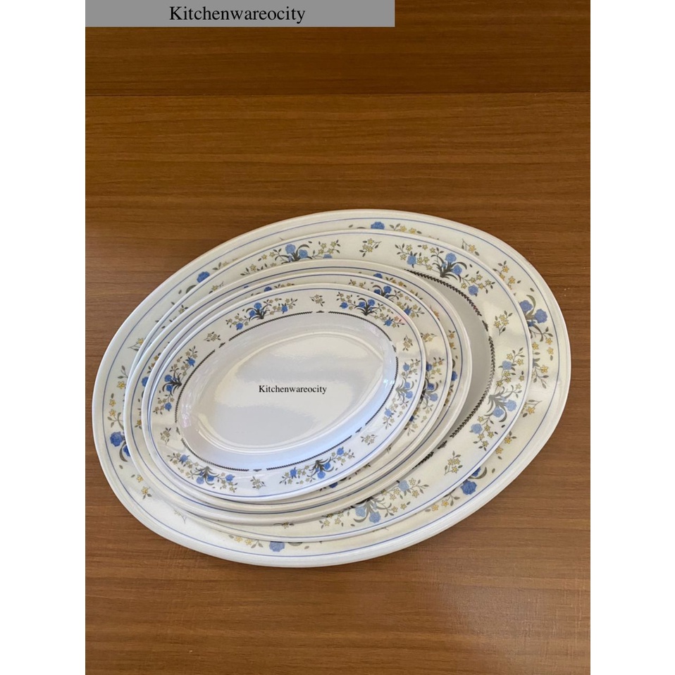 Blue Flower Plate / Plastic Oval Plate / Oval Plate With Flower ...