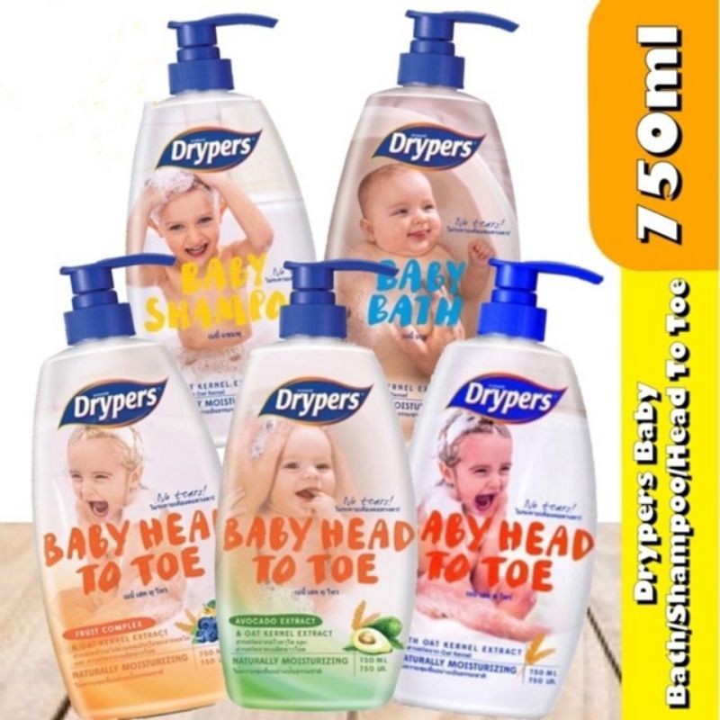 Drypers Baby Head To Toe (650ml) Body Wash For Kids Shampoo Sabun Mandi ...