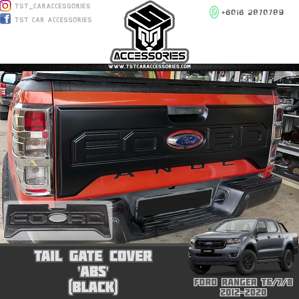 FORD RANGER T6 T7 T8 2012-2020 TAIL GATE TAILGATE COVER 'ABS' (BLACK ...
