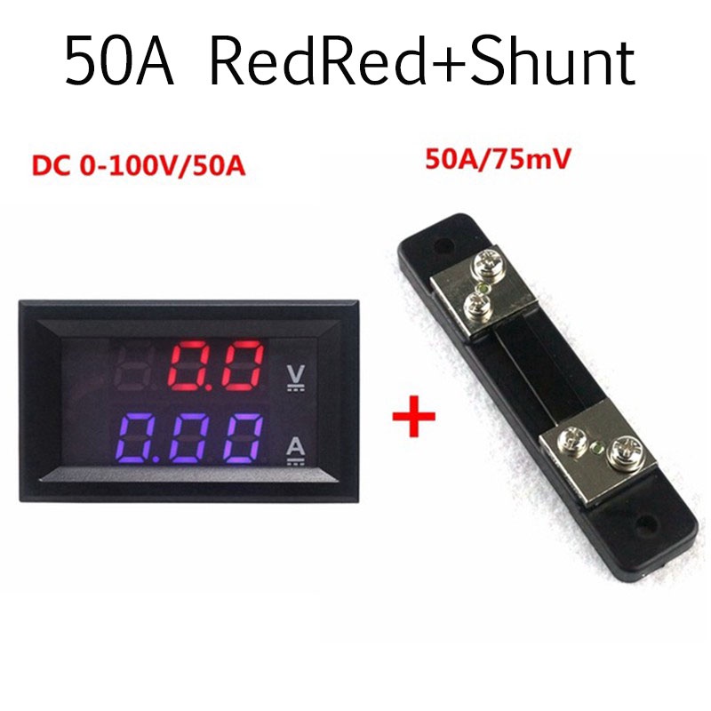 Digital Voltmeter Ammeter DC 0-100V 10A 50A 100A Dual Display Voltage Detector Current Meter ...