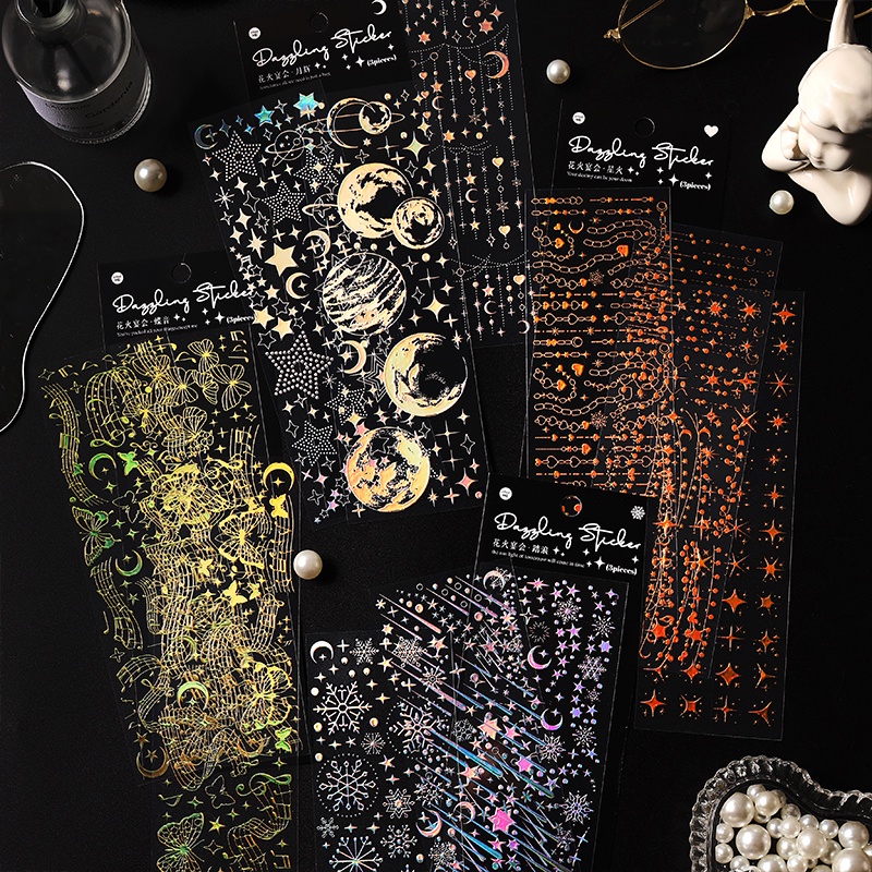 Journamm 3pcs/pack PET Laser Craft Sticker DIY Scrapbooking Collage ...