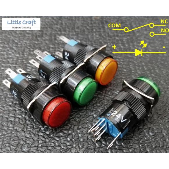 16mm Push Button With DC 24V LED Lamp Qty > 100pcs | Shopee Malaysia