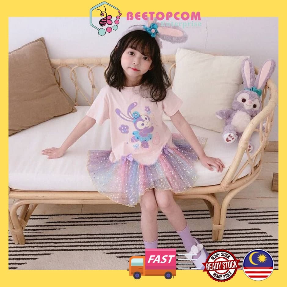 Beetopcom Ready Stock Disney Fluffy Stella Lou Lace Girl Dress Cute Stellalou Cartoon Rabbit ...