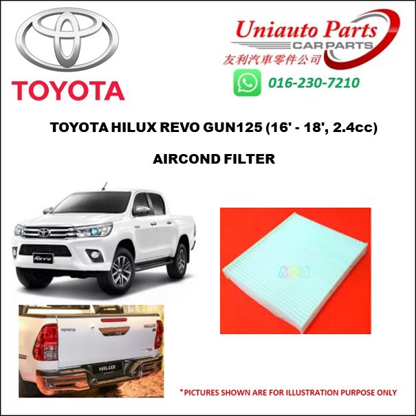 TOYOTA HILUX REVO GUN125 (16' - 18', 2.4cc) AIRCOND FILTER | Shopee ...