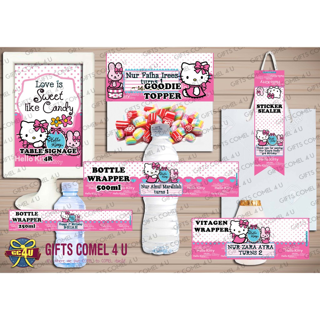 HELLO KITTY SANRIO Theme Birthday Party Set Candy Buffet Decoration DIY ...