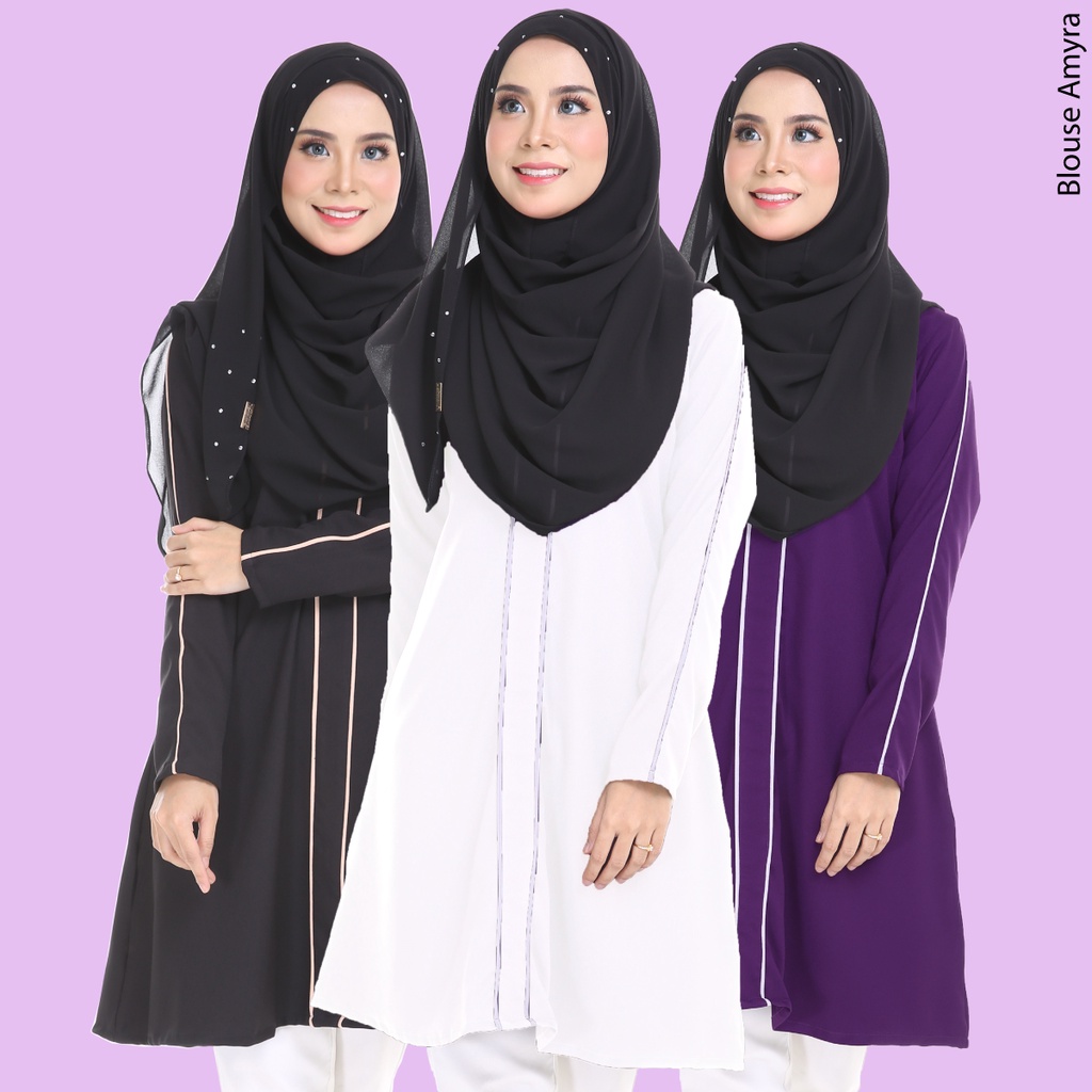 BLOUSE MUSLIMAH BY NFADESIGN.BLOUSE LABUH.LONG TOP | Shopee Malaysia