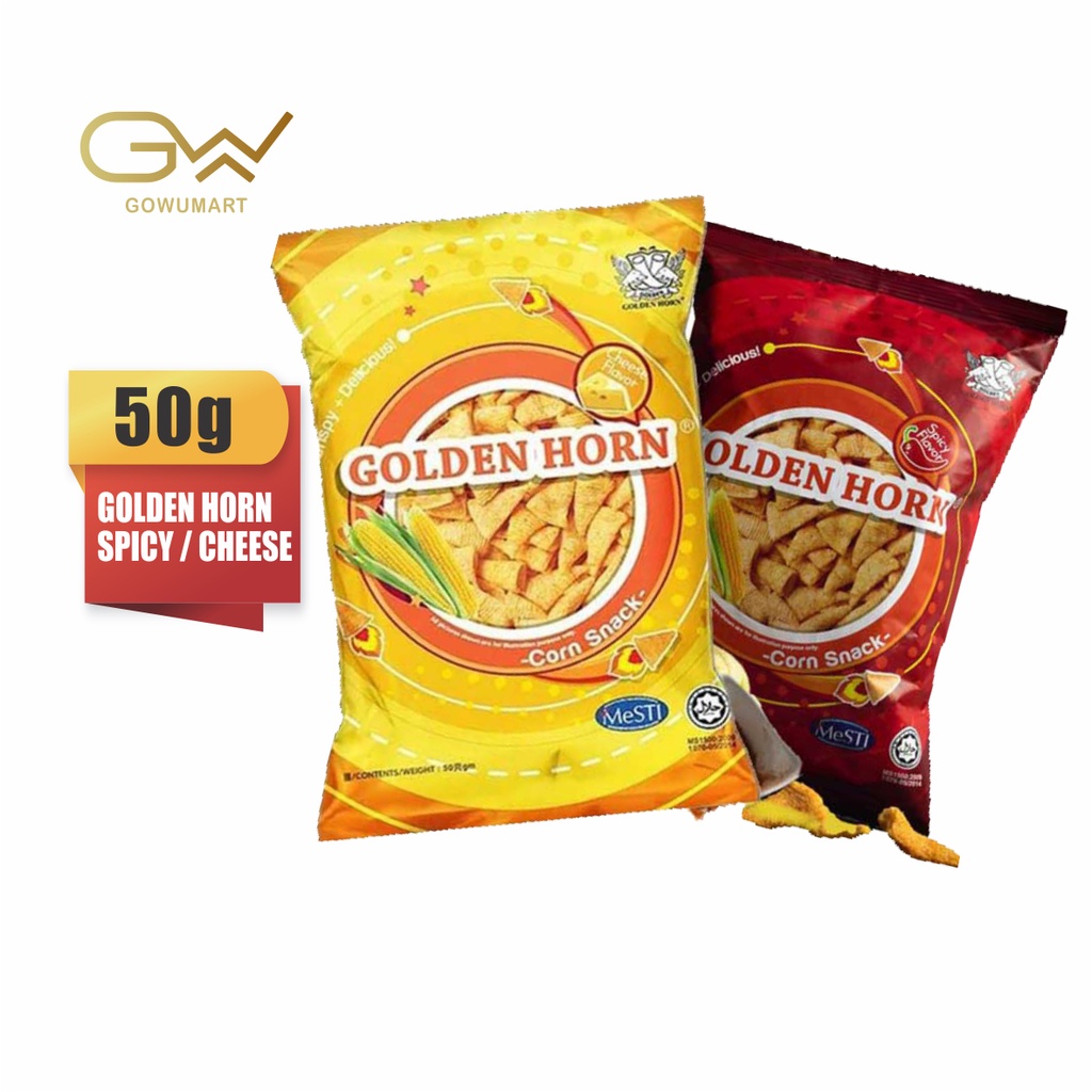 [HALAL Snacks] GOLDEN HORN Spicy/Cheese ( 50g ) | Shopee Malaysia