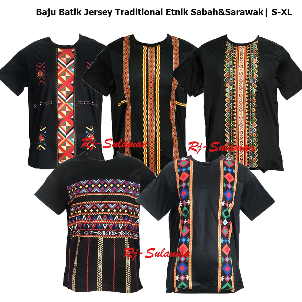 Unisex T-shirt Traditional Etnik Corak Traditional Sabah & Sarawak ...