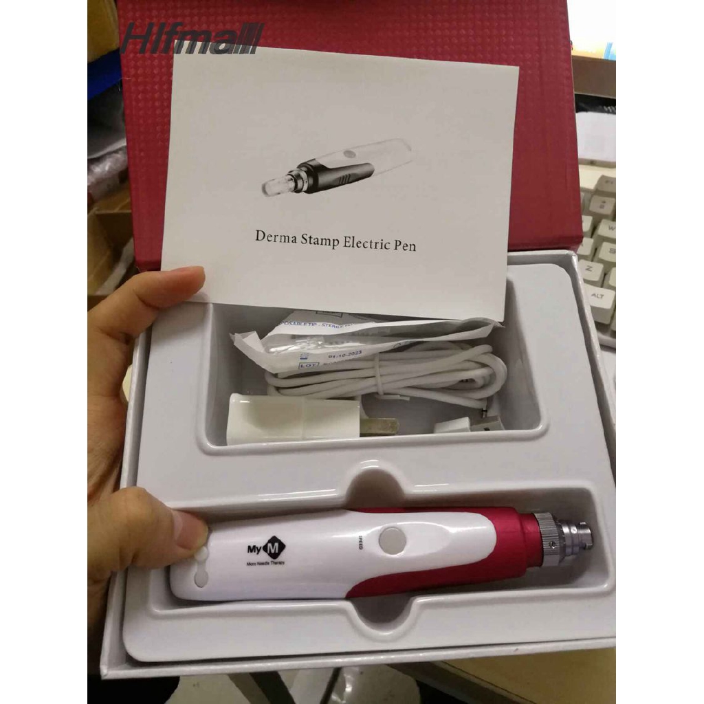 Anti Aging Derma Pen Stamp Auto Micro Needle Roller + 2*12 pin Needles ...