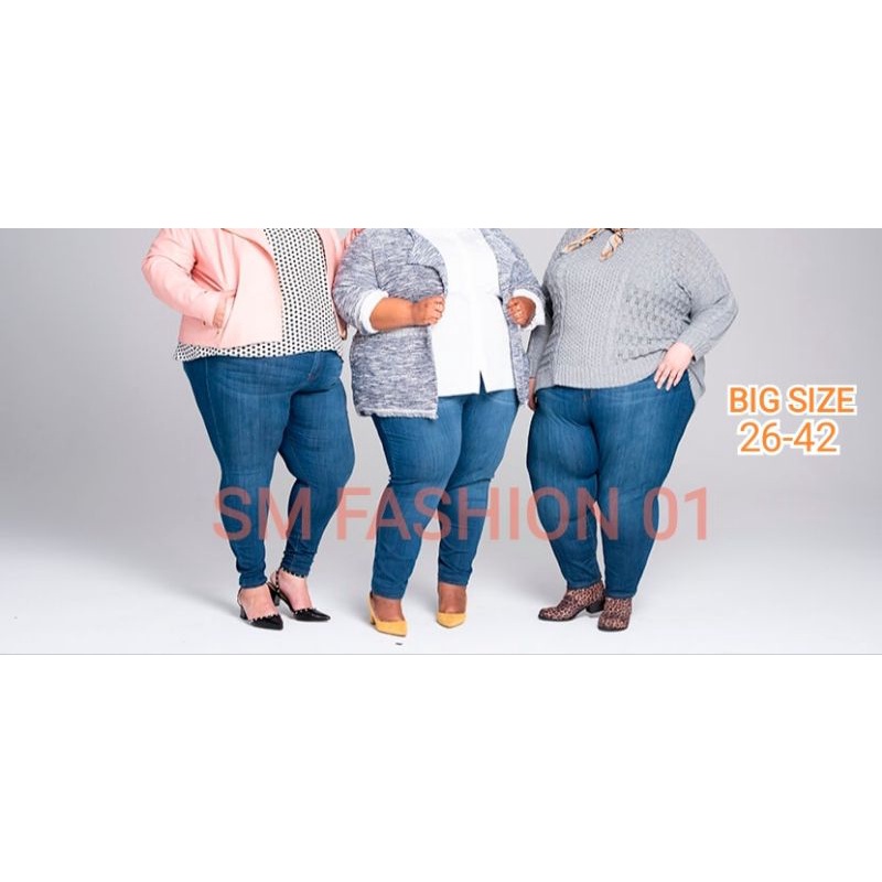 🇲🇾[BIG SIZE]Women's Skiny Jeans Pant(26"-42")Denim Super Stretchable 🔥 ...