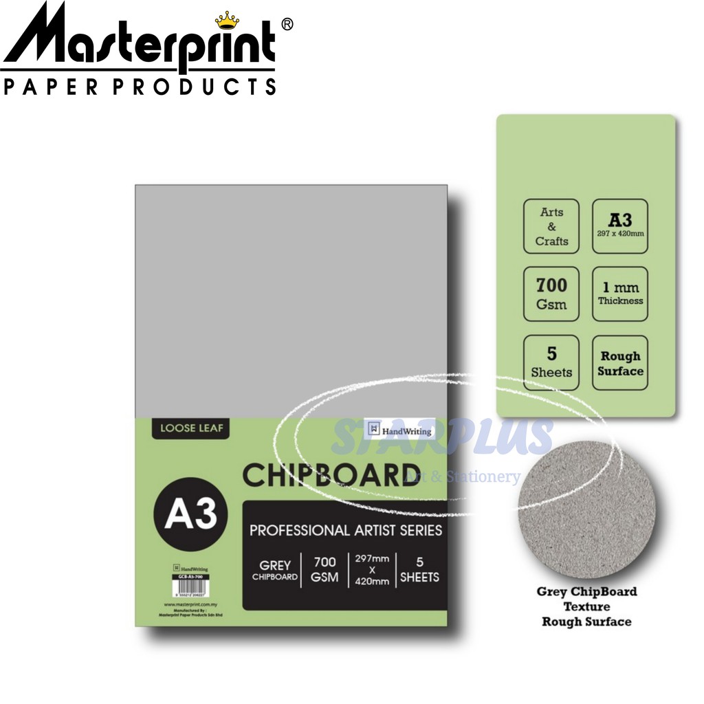 (Starplus)Masterprint Arts & Crafts Grey Chipboard*A4/A3* - 400/700/1000 GSM | Shopee Malaysia