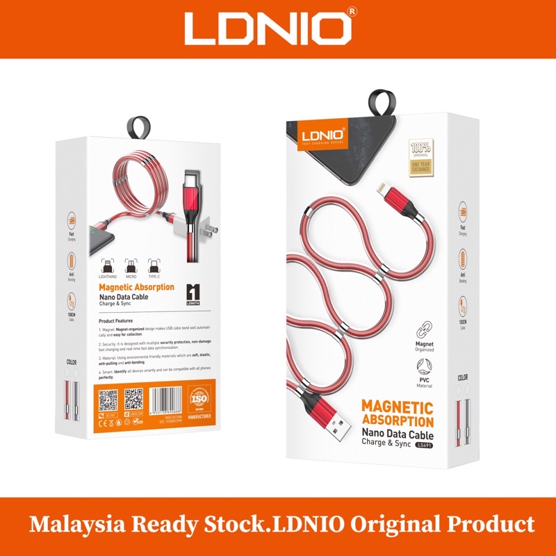 LDNIO Magnetic Nano Cable Type-C LS491 | Shopee Malaysia