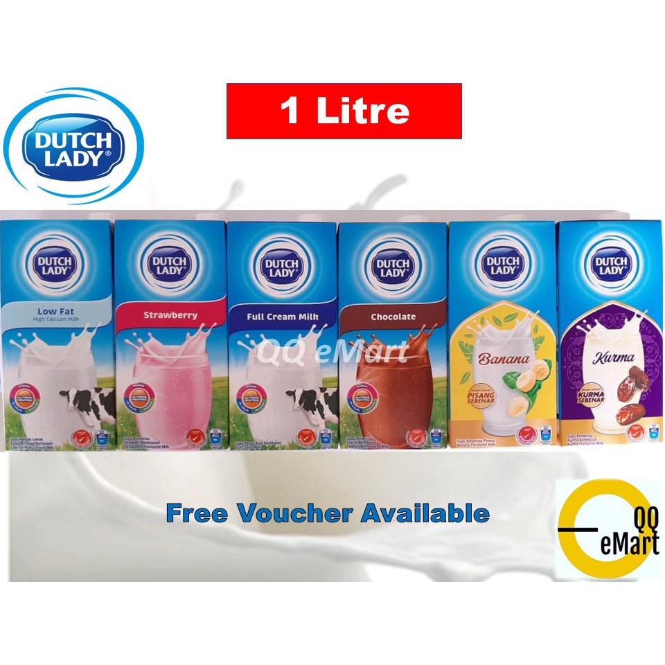 DUTCH LADY MILK UHT 1 LITRE (1L) FULL CREAM | LOW FAT | CHOCOLATE | STRAWBERRY | BANANA | KURMA ...