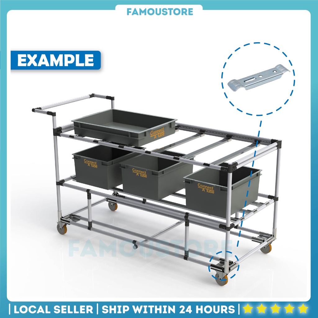 2 Set Caster Support Metal Caster Bracket for Caster Wheel Pipe Joint ...