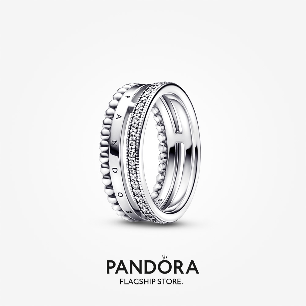 Pandora Signature Logo Pavé & Beads Ring | Shopee Malaysia