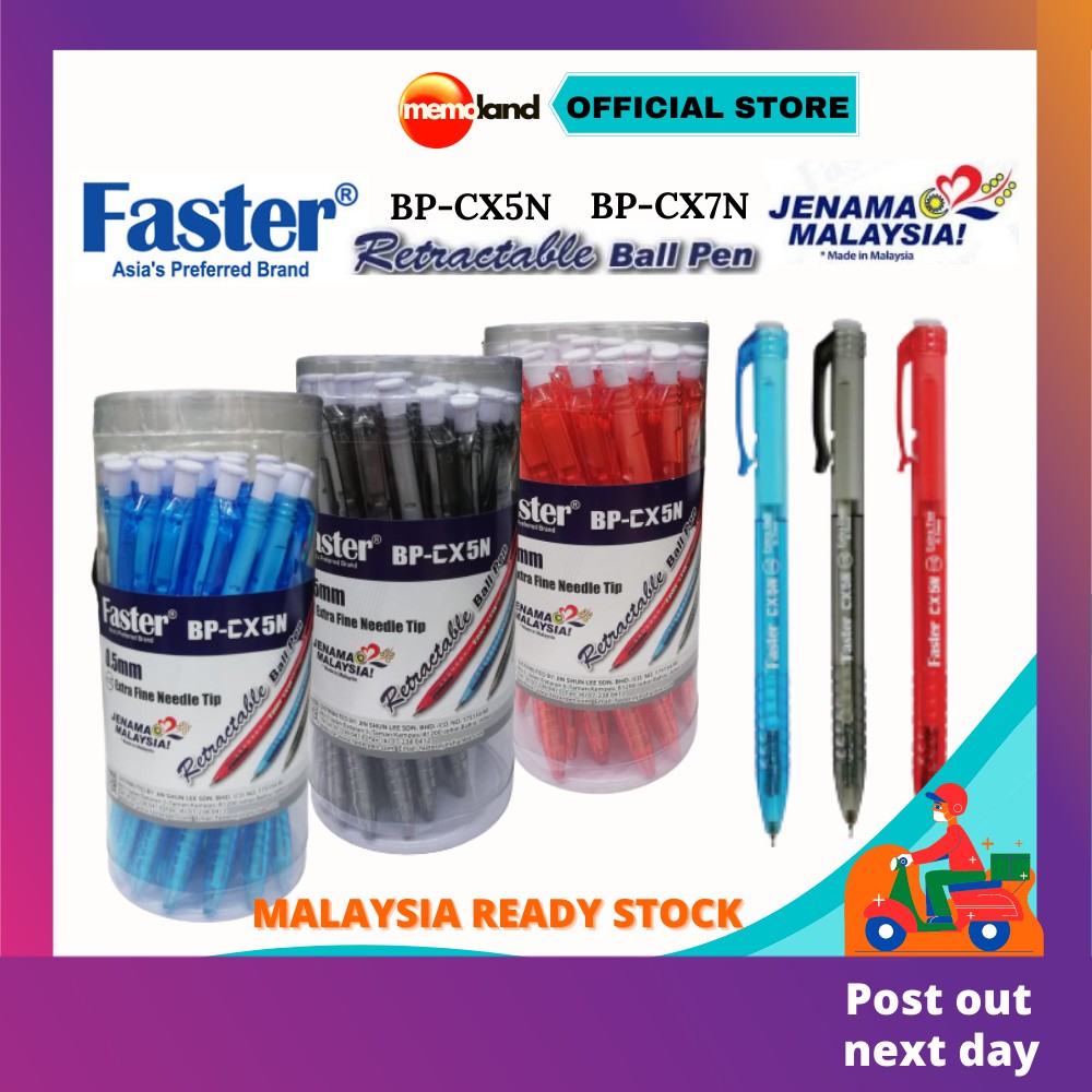 FASTER CX5N (0.5mm) / CX7N (0.7mm) RETRACTABLE BALL PEN - 25pcs/Drum ...