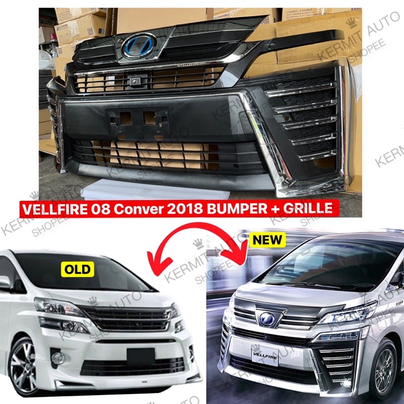 VELLFIRE ANH20 CONVER - VELLFIRE ANH30 18 FRONT BUMPER + GRILLE SET ...