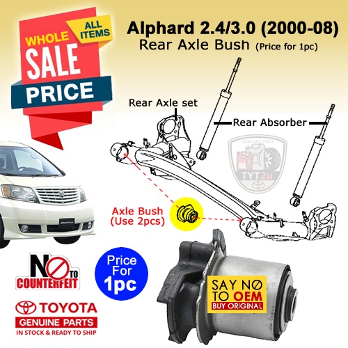 Alphard 2.4/3.0 (2000-07) Rear Axle Bush ANH10 MNH10 48725-58010 48725 ...