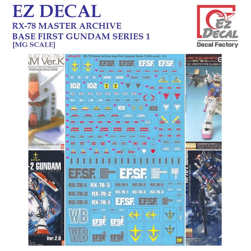 [EZ DECAL] B04 MG 1/100 RX-78 MASTER ARCHIVE BASE FIRST GUNDAM SERIES 1 ...