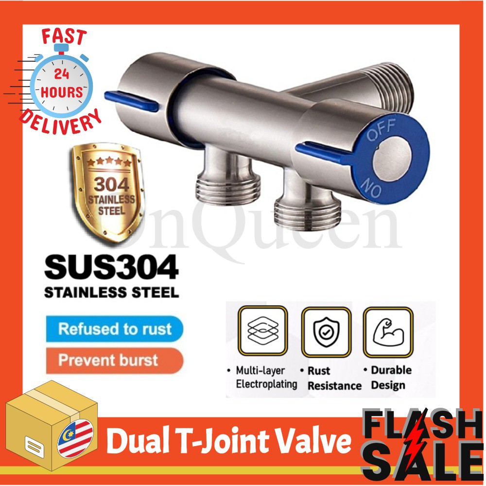 304 Stainless Steel Kitchen & Bathroom toilet Two Way Stop Angle Valve ...