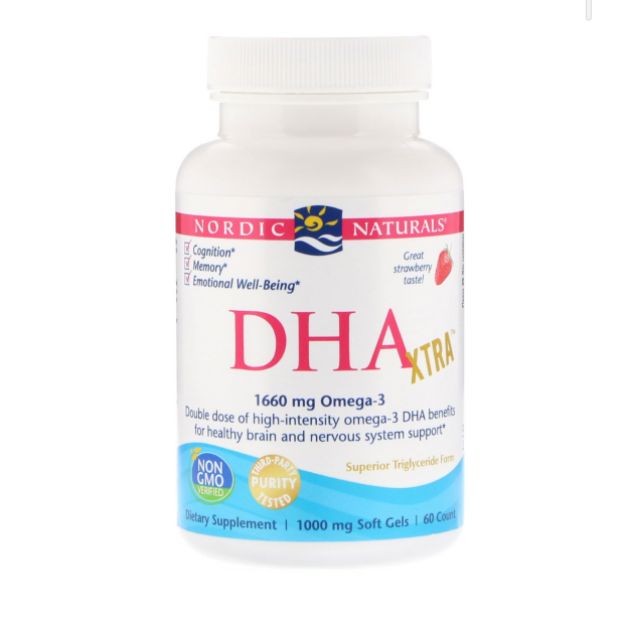 NORDIC NATURALS, DHA XTRA, STRAWBERRY, 1000MG, 60 SOFTGELS | Shopee ...