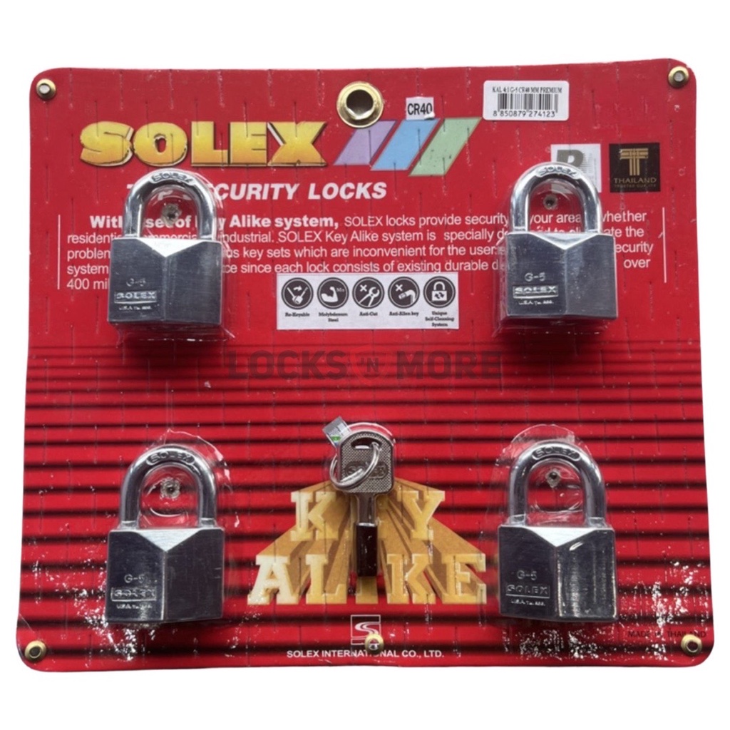 100% ORIGINAL Solex Padlock G5 Anti-Cut Padlock Key Alike System Solex ...