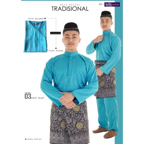 BAJU MELAYU TRADISIONAL AQUA BLUE (BERPESAK) | Shopee Malaysia